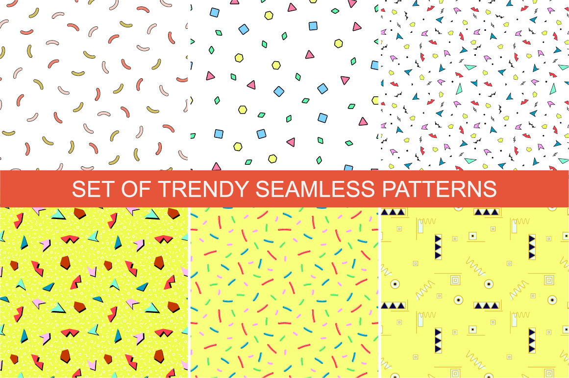 Colorful seamless trendy patterns