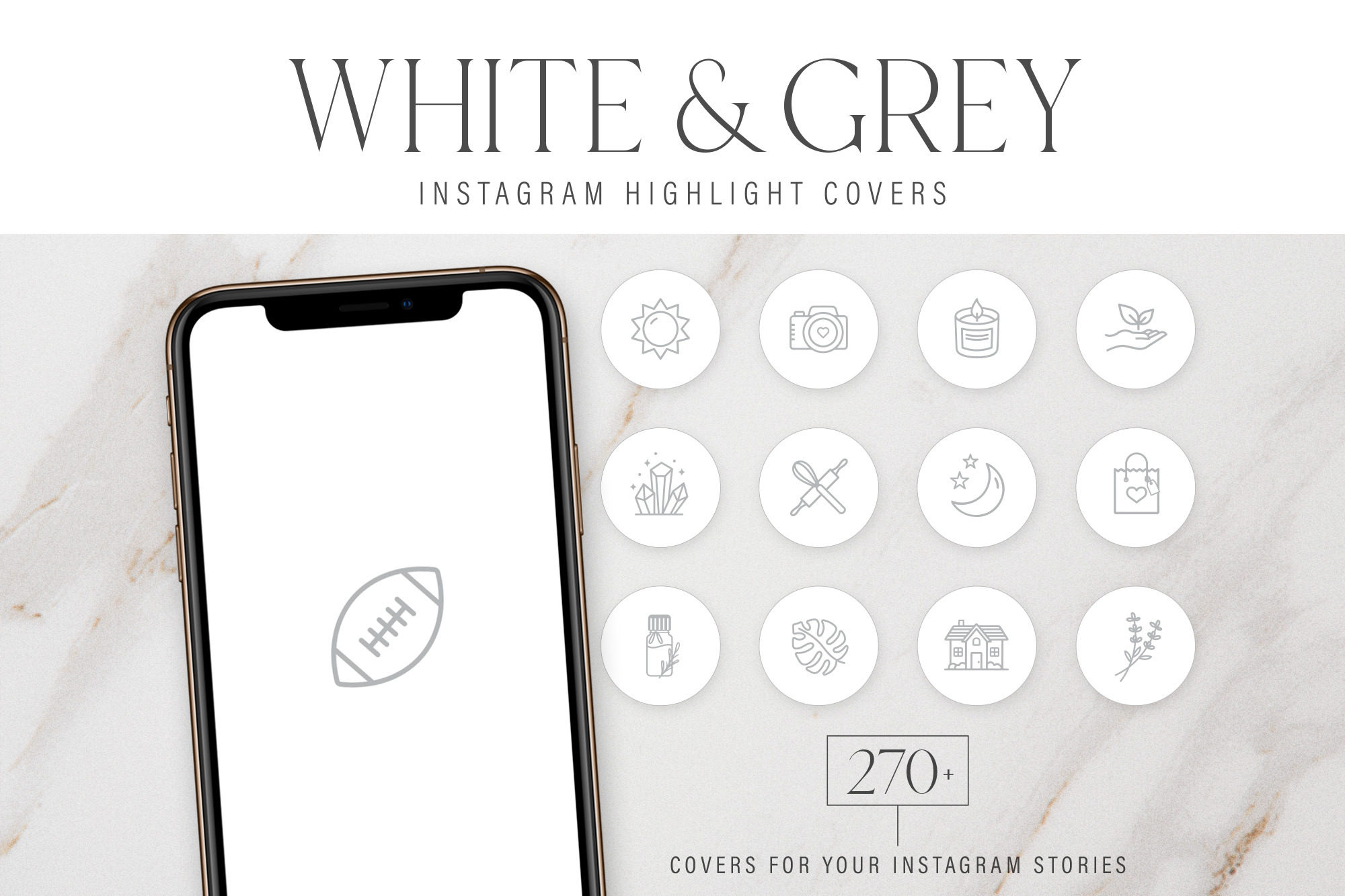 White Grey Instagram Story Covers, a Social Media Template by Indie ...