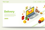 Delivery web page vector template | Landing Page Templates ~ Creative ...