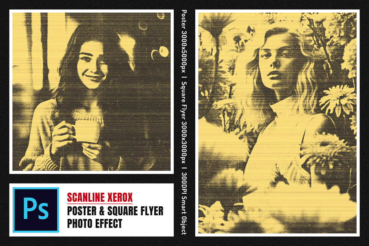 Scanline Xerox Square,Poster Effect, a Layer Style Add-On by dokudokunomi
