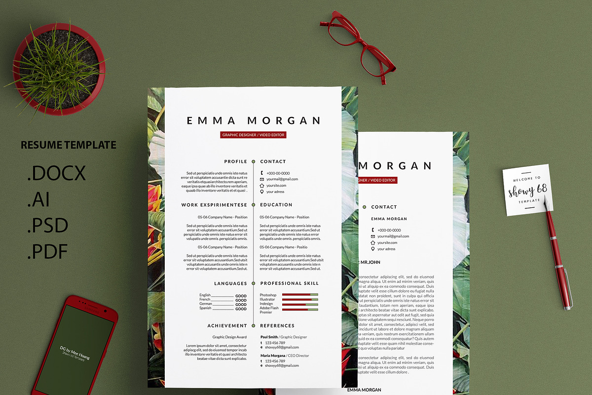 Banana Inflorescense Resume M, a Resume Template by Showy68 Template