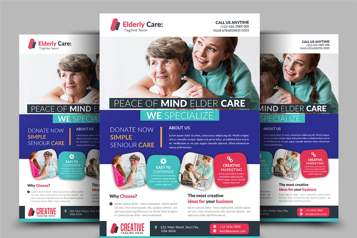 Elderly Care: Flyer Template, a Flyer Template by AfzaalGraphics