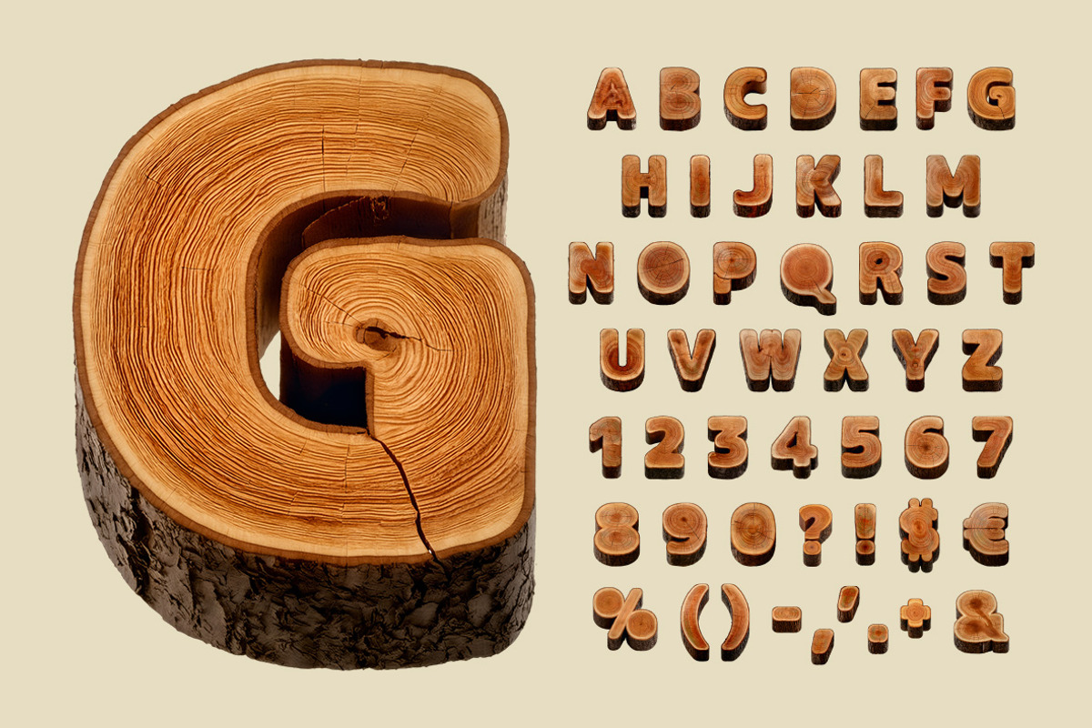 Wooden Logs Font, a Handwritten Font by Handmadefont