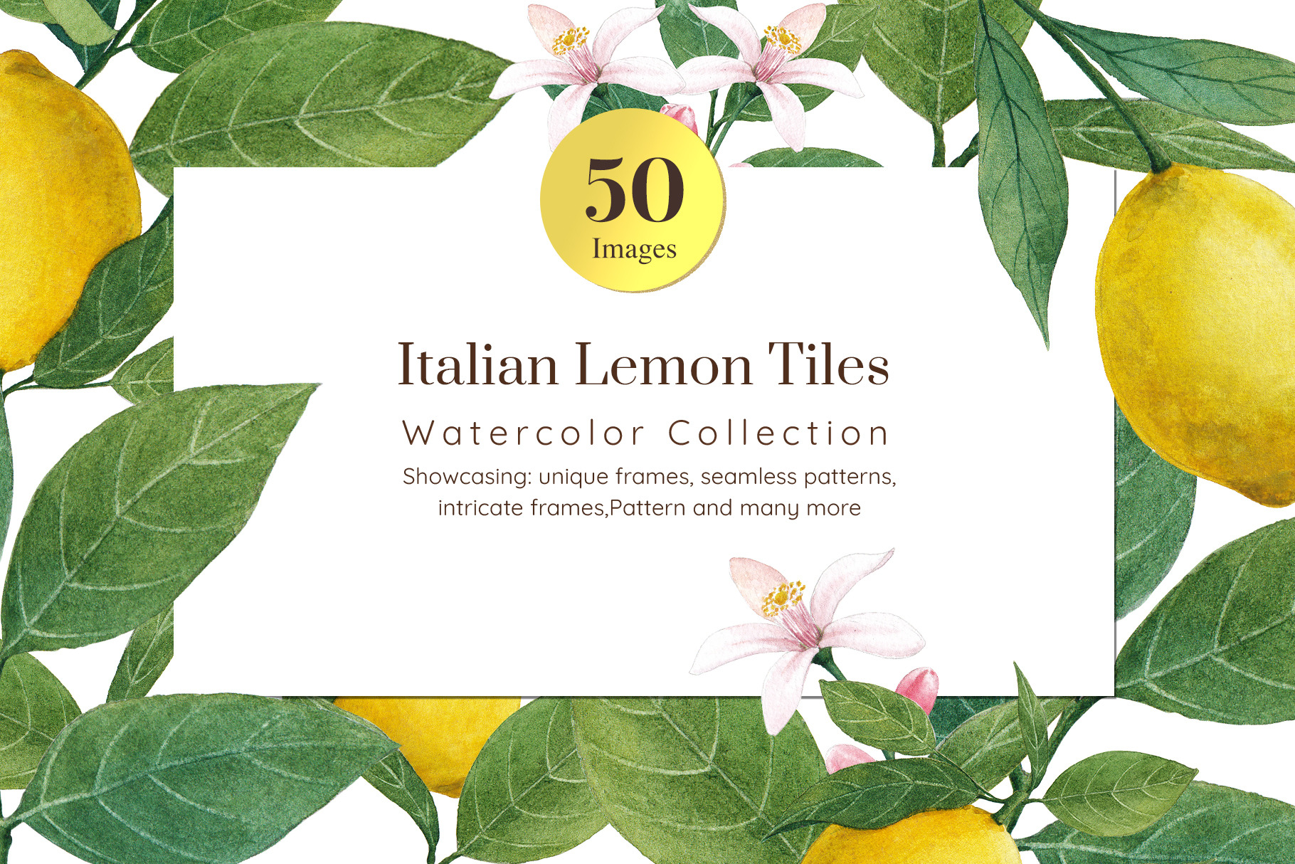 Italian Lemon tile Watercolor, a Decorative Illustration by ...