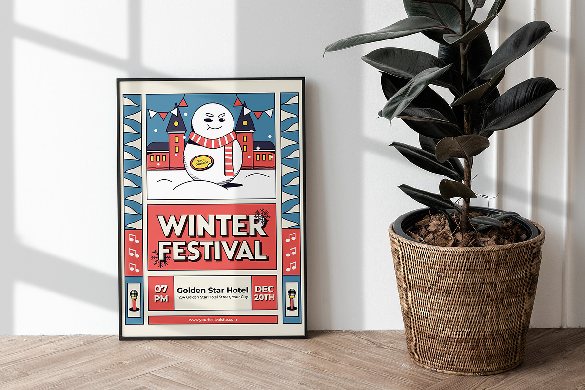 Retro Winter Festival Flyer Template, a Flyer Template by Tiptop ...
