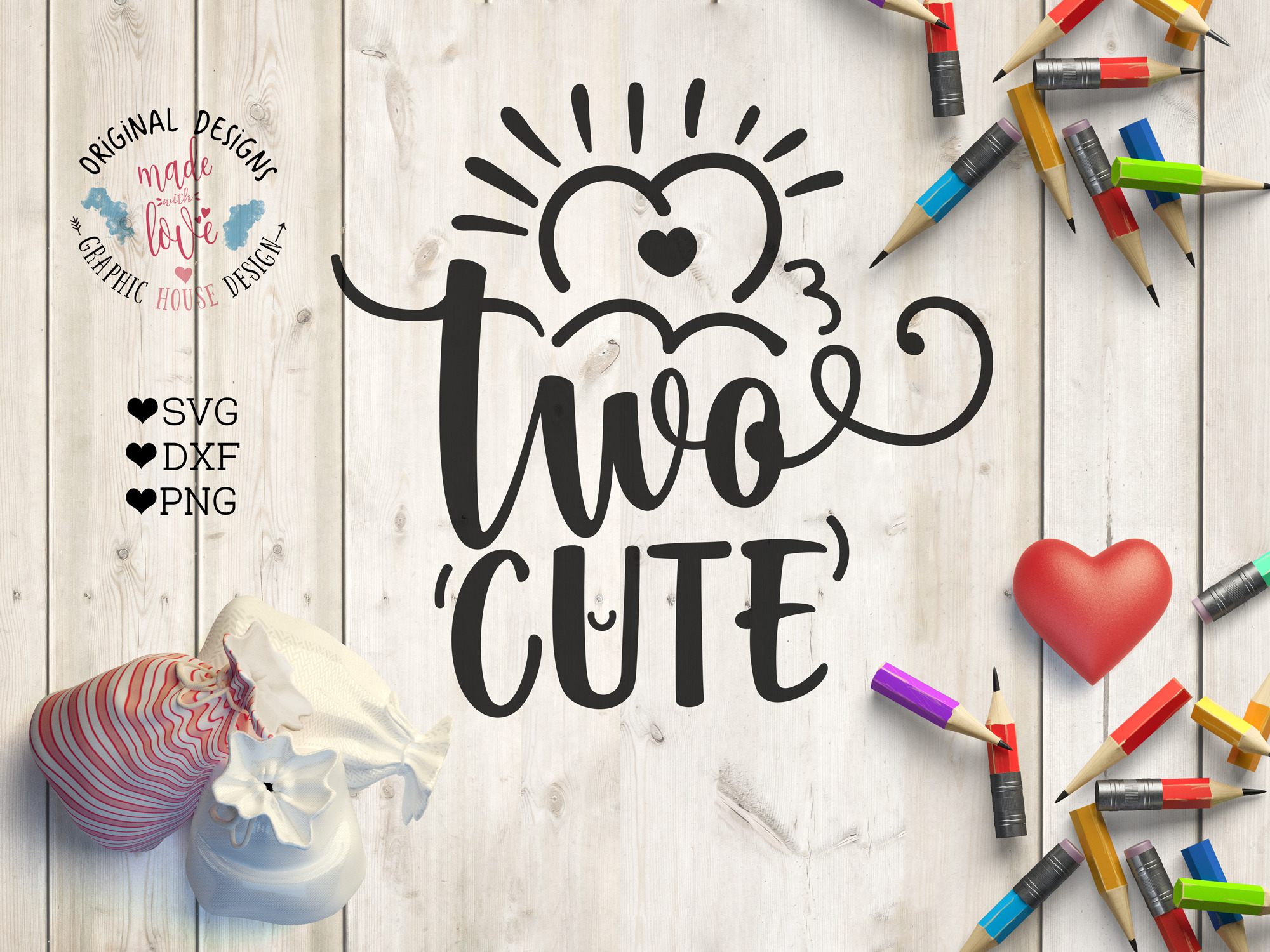 Two Cute Birthday Cut File, an Illustration by Graphic House Design P.C
