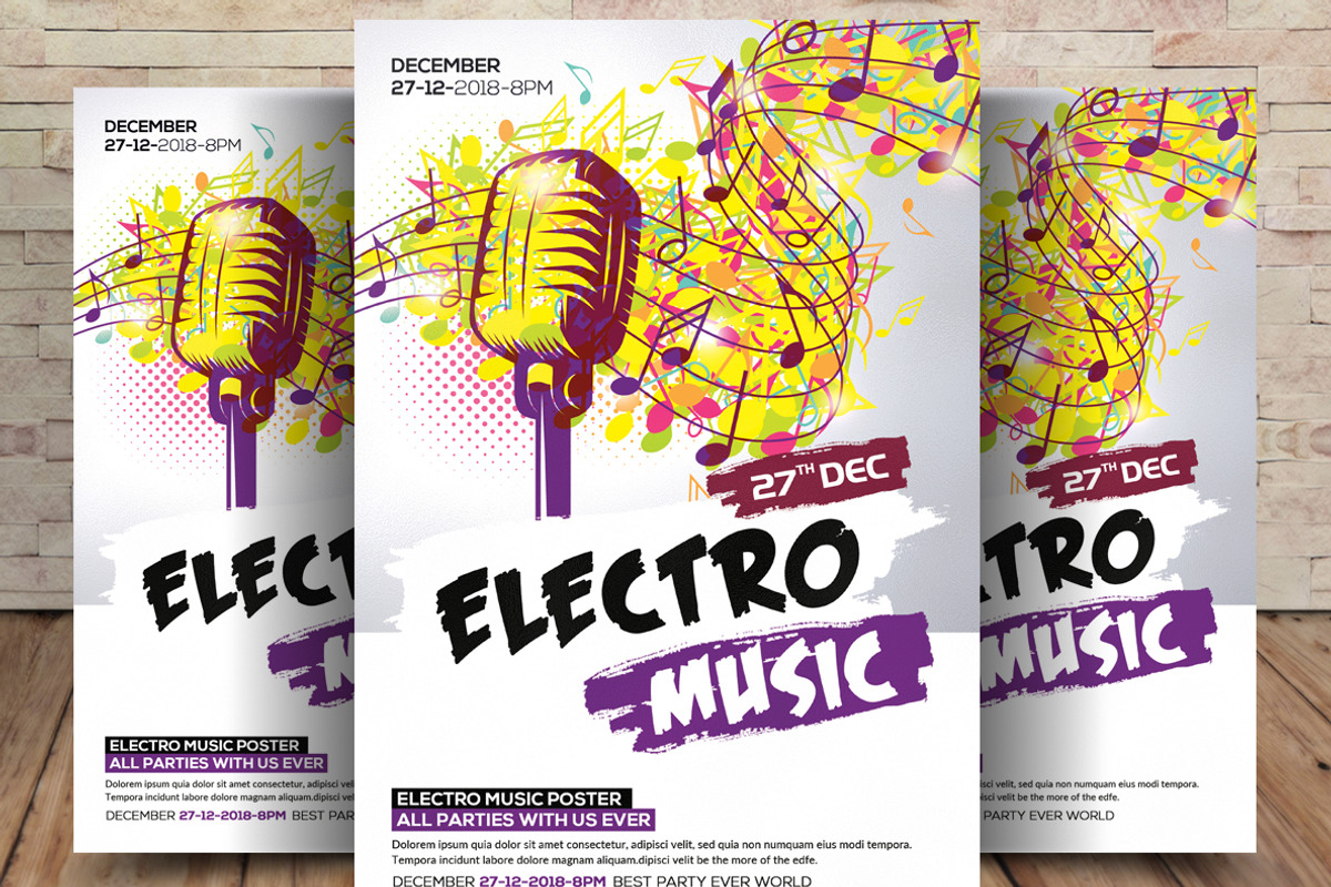 Electro Music Flyer, a Flyer Template by graphicforest