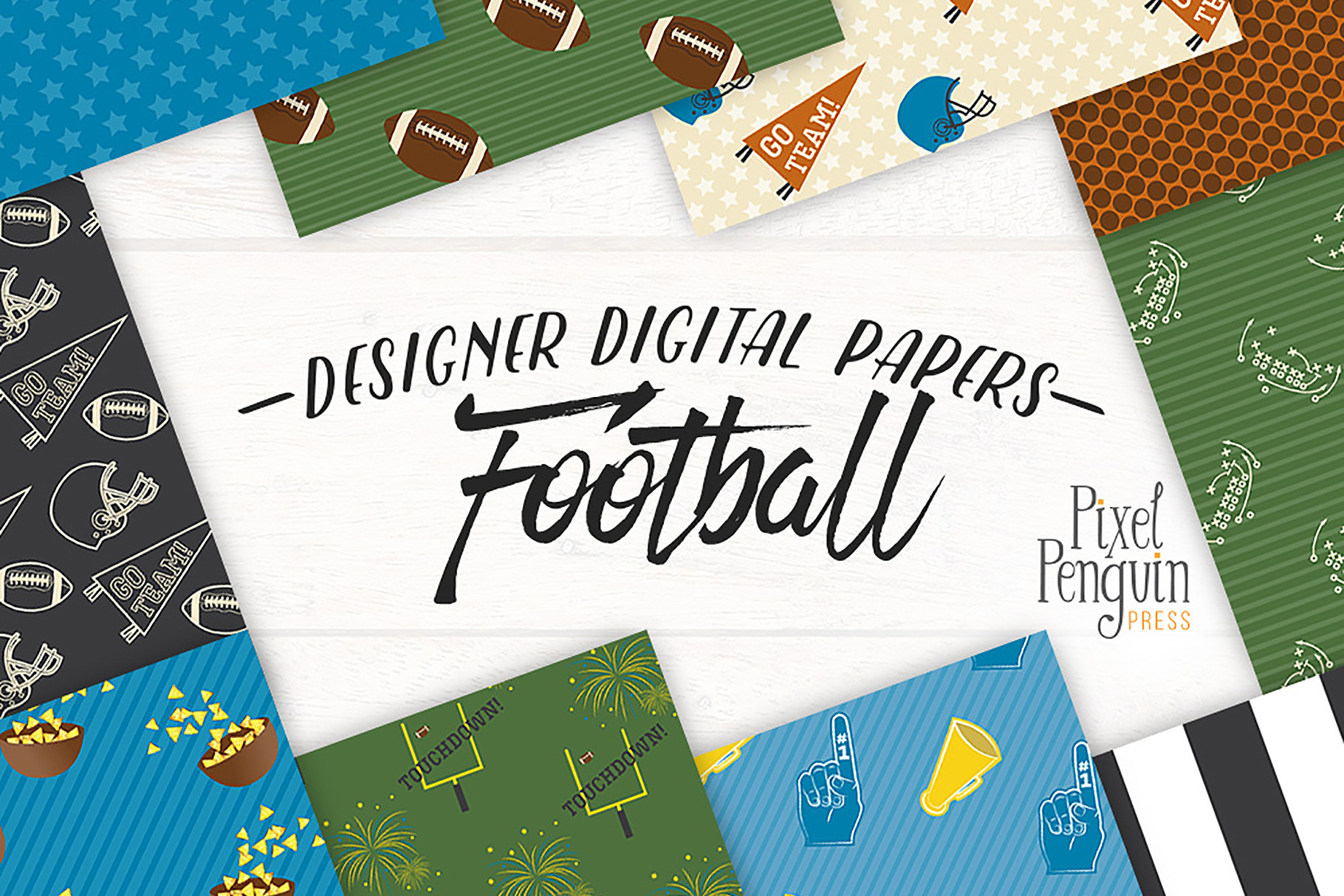 Football Party Patterns, a Pattern Graphic by Pixel Penguin Press