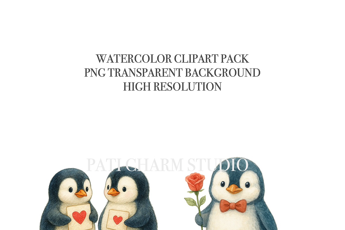 17 Penguin Valentines Day Clipart