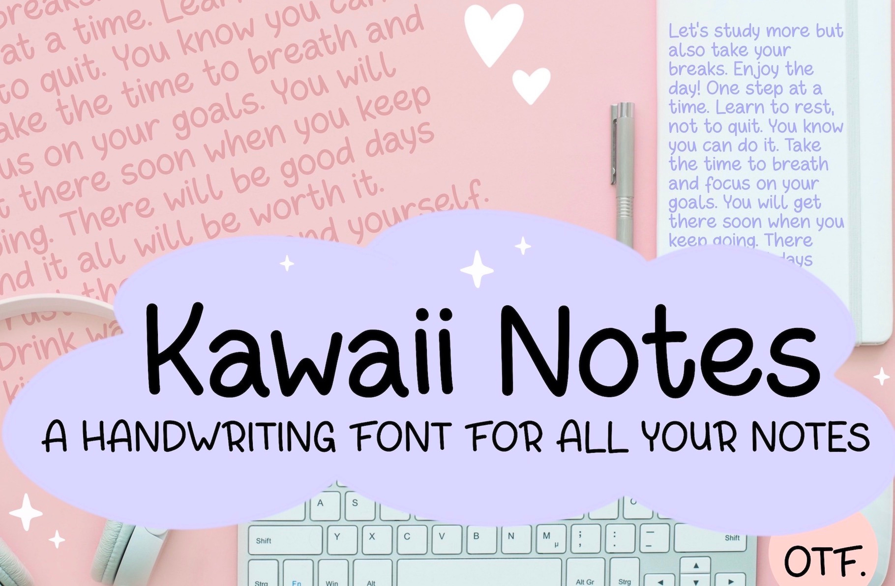 Kawaii Notes handwriting font, a Sans Serif Font by laura.design