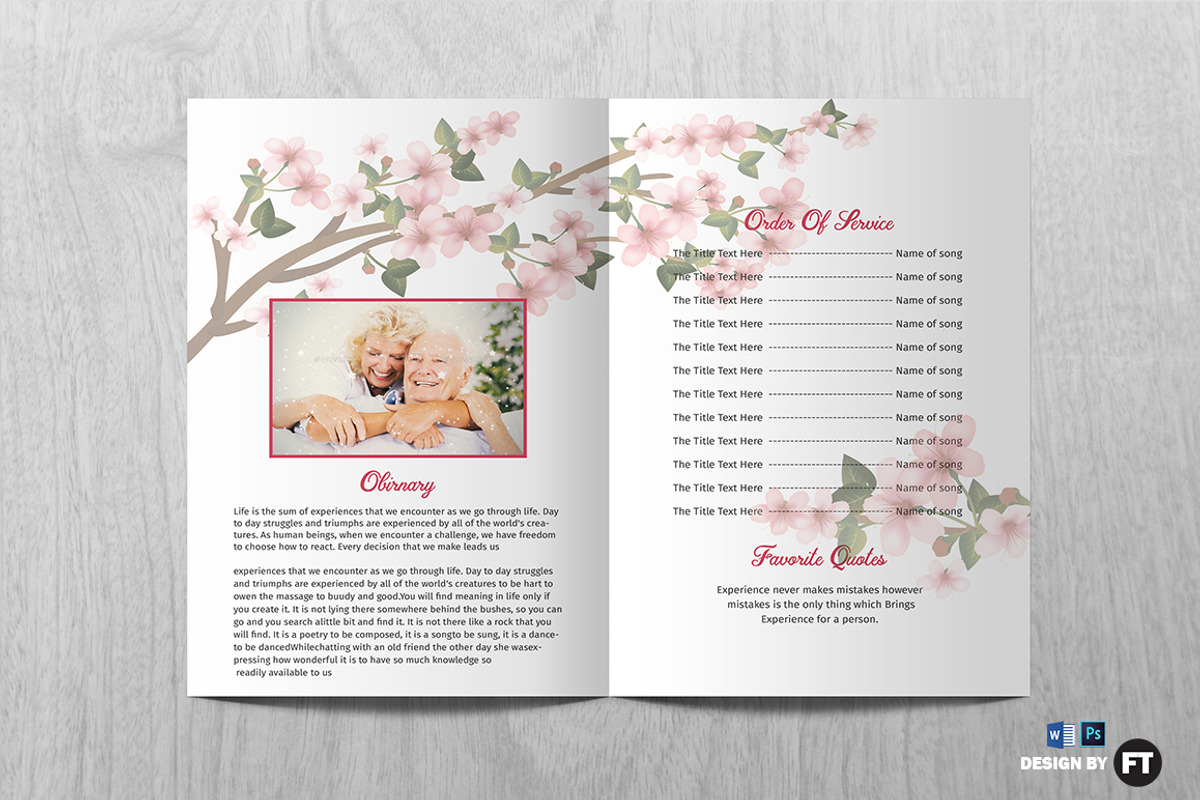 Funeral Program Template Flower, a Brochure Template by Madhabi Studio