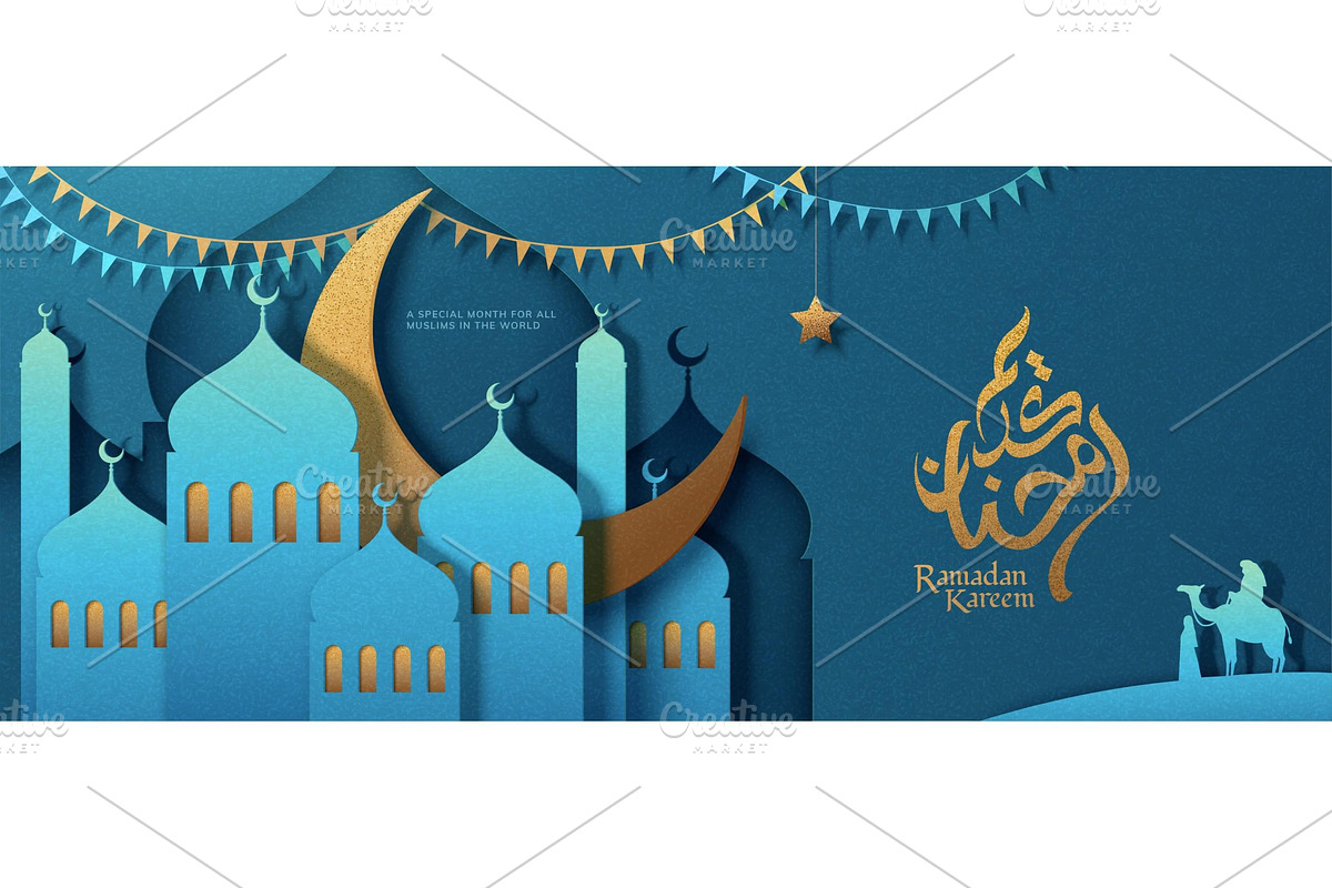 Light blue Ramadan Kareem design, an Illustration by TotallypicRF ...