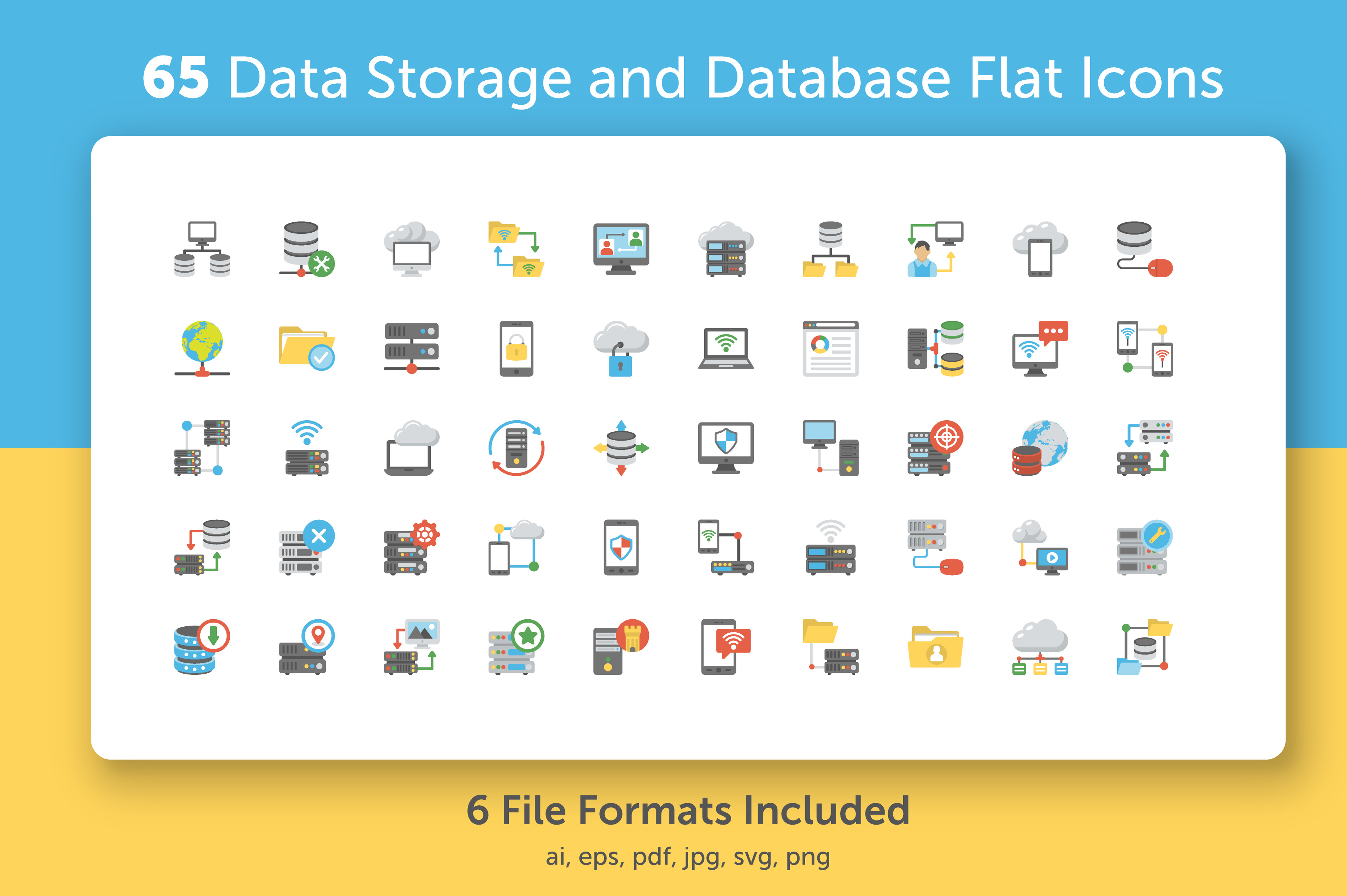 65 Data Storage and Databases Icons, an Icon by Vectors Market