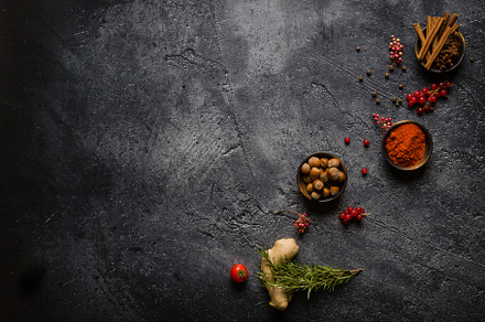 Top view of concept food background stock photo containing above and ...