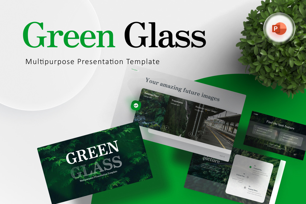 Green Glass PowerPoint Template | Creative Market
