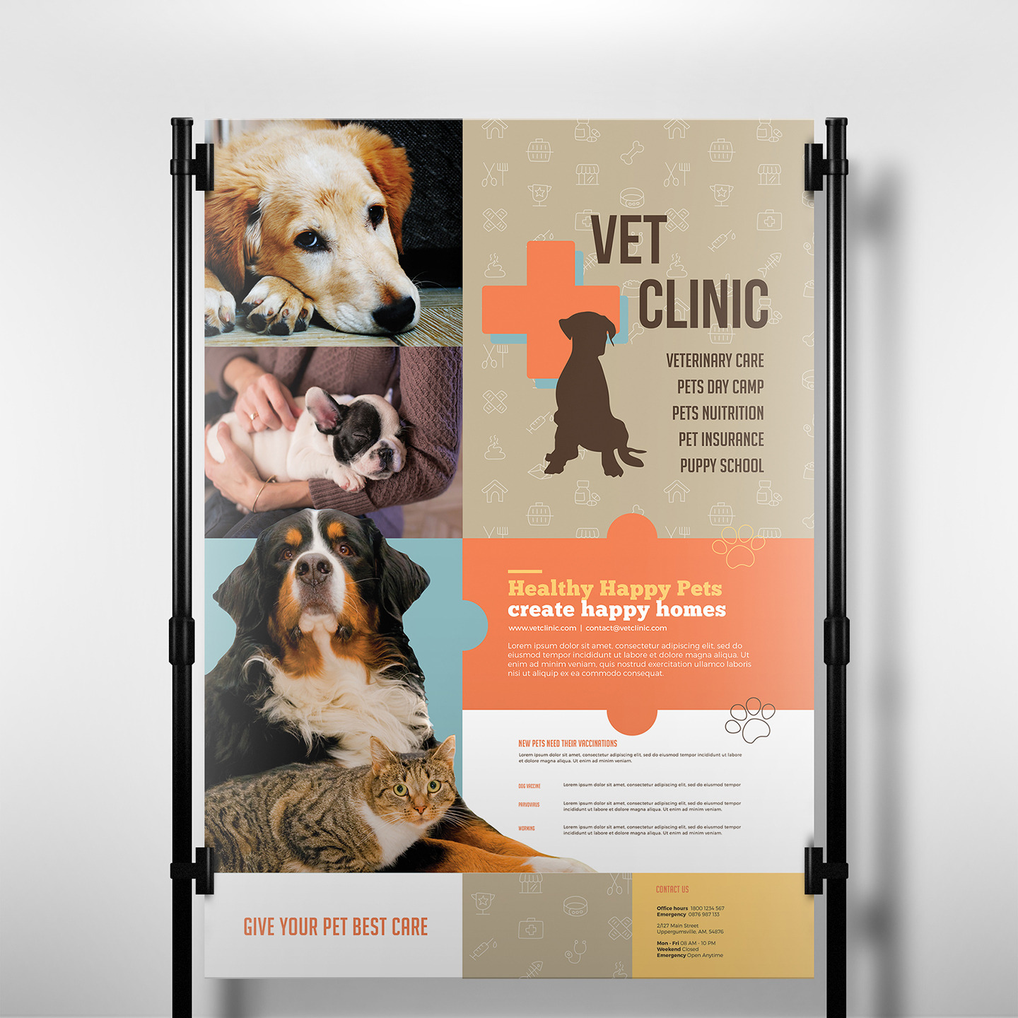 A3 Vet Clinic Poster Template, a Flyer Template by BrandPacks