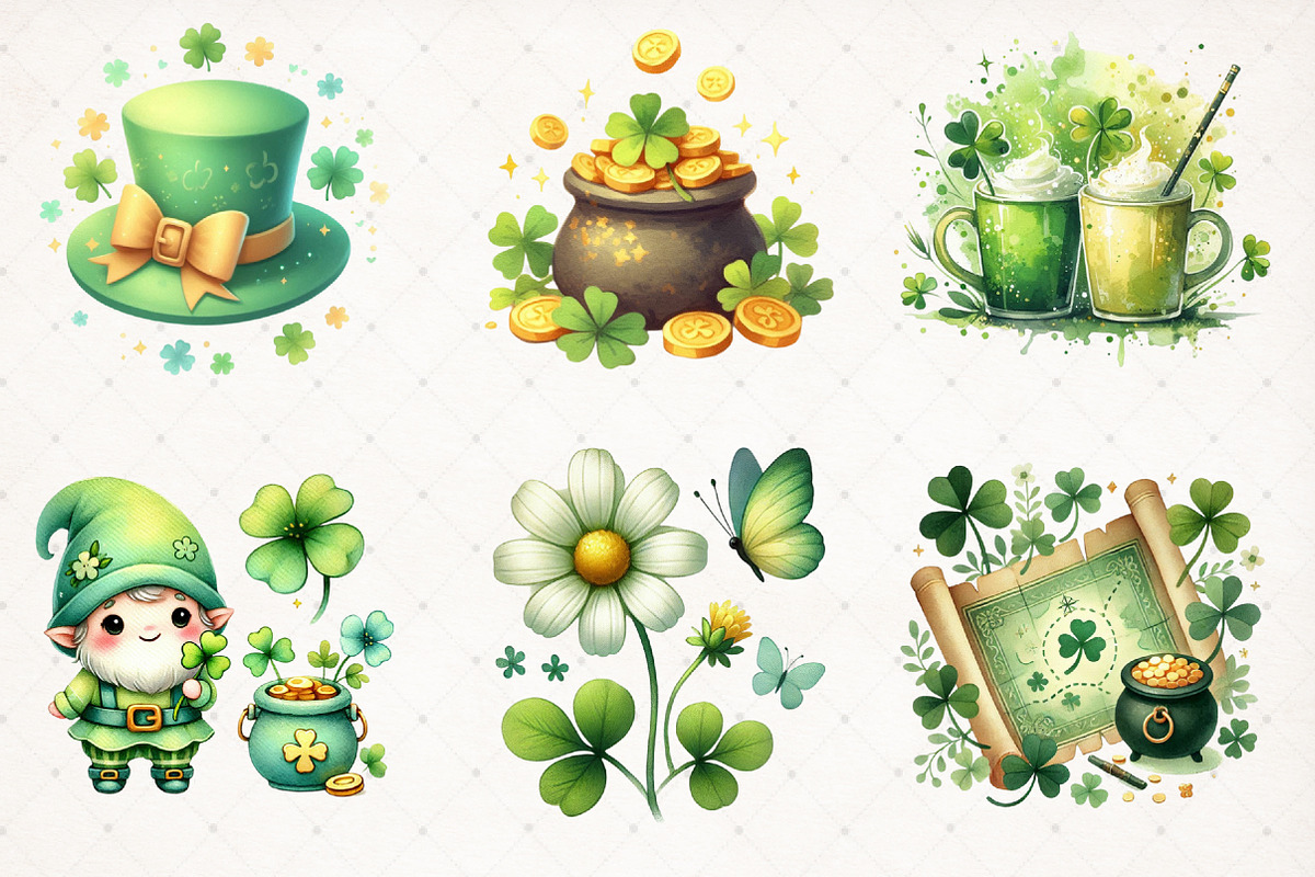 Pastel Patrick's Day Clipart PNG, an Illustration by SinaCreation
