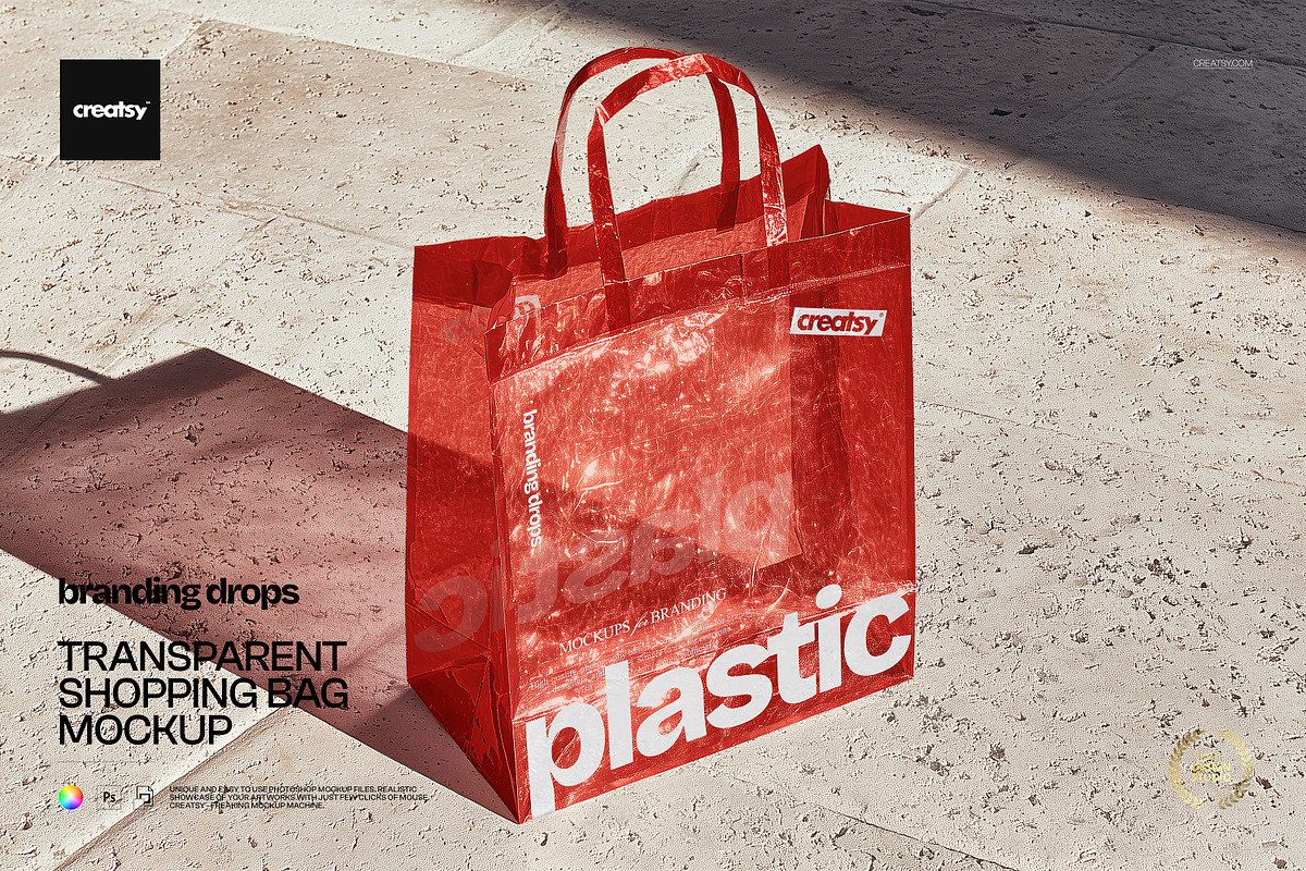 Transparent Shopping Bag Mockup, a Merchandise Mockup by creatsy5