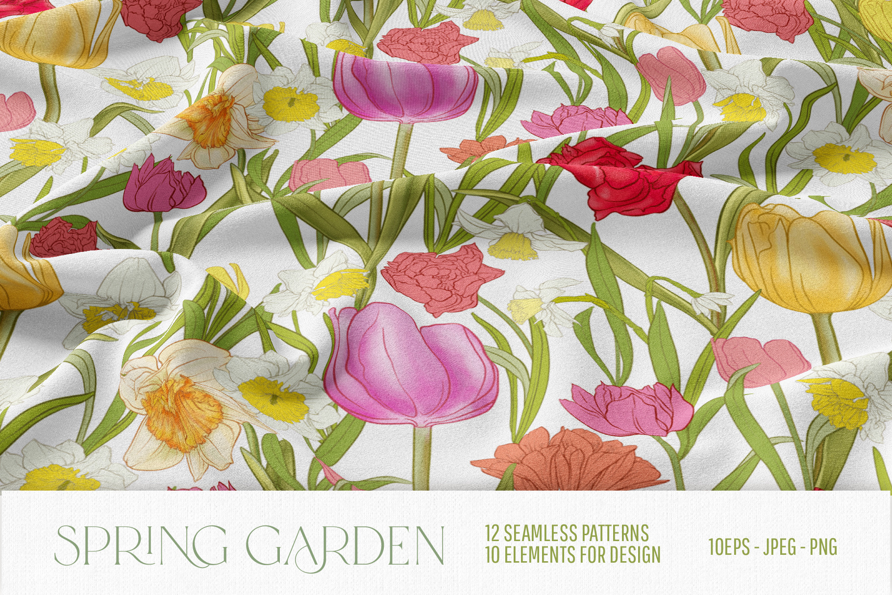 Spring Garden Seamless Patterns, a Pattern Graphic by Elen-Lane
