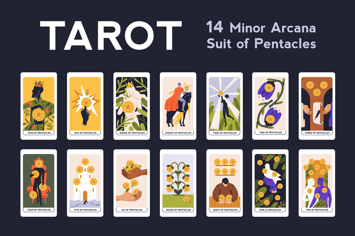 Suit of Pentacles tarot cards set, an Illustration by Good Studio ...