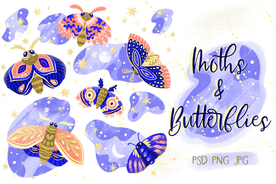 Beautiful Moths, a Pattern Graphic by PenguinHouse