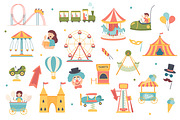 Amusement park isolated objects set, an Object Illustration by alexdndz