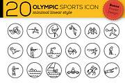 20 Minimal Olympic Vector Icons, an Outline Icon by Kursat Unsal