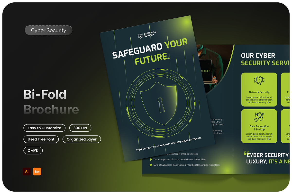 Cyber Security Bifold Brochure, a Brochure Template by Annora Studio