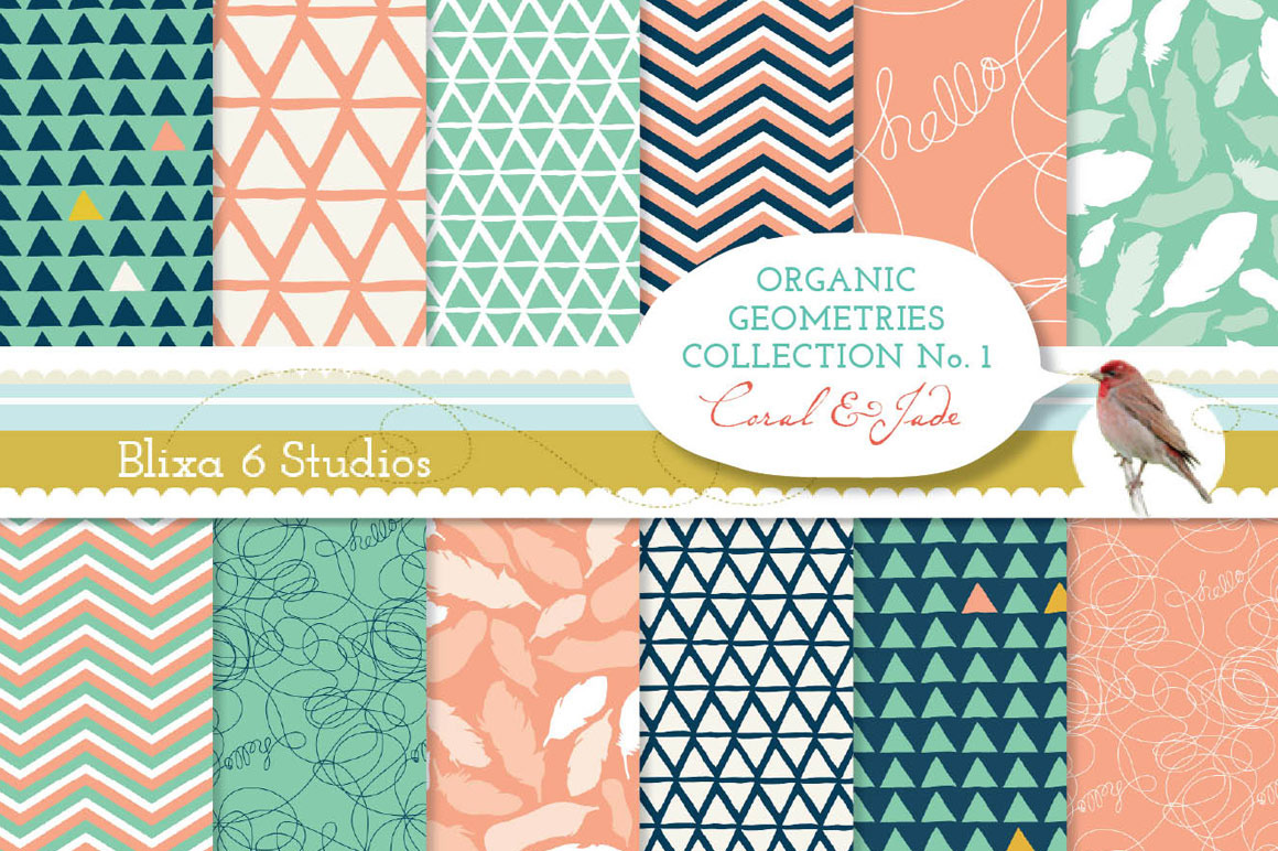 Organic Geometries 12 Digital Paper, a Pattern Graphic by Blixa 6 Studios