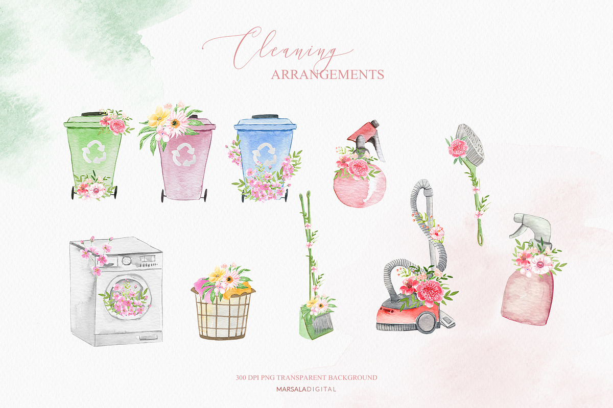 Spring Watercolor Clipart Elements, an Object Graphic by Kaya Fonts