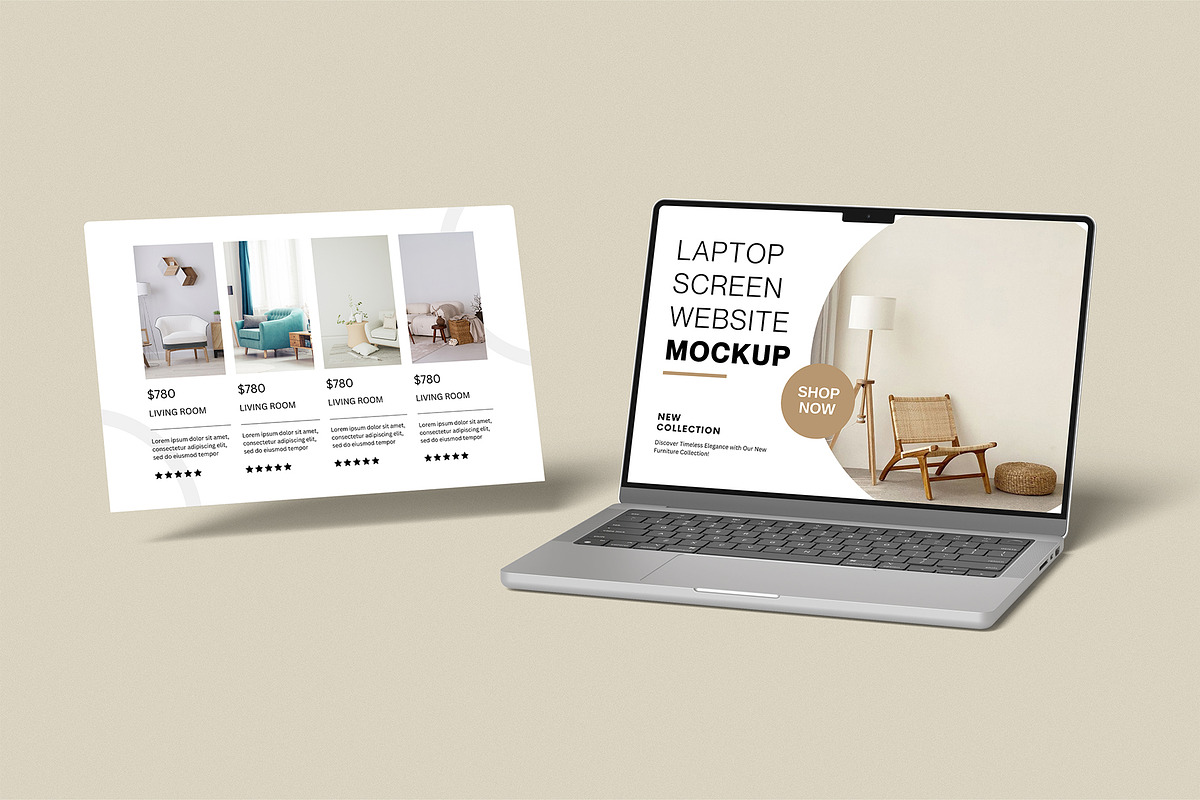 Laptop Screen Website Mockup