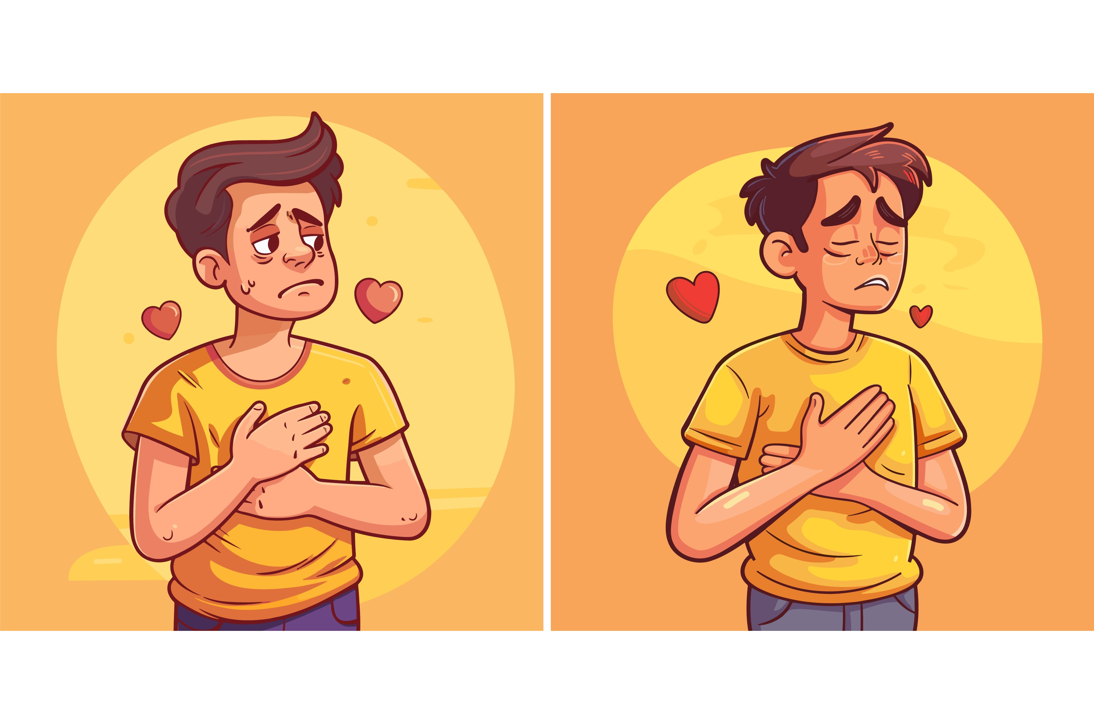 Chest pain cartoon vector scene. Man, a Person Illustration by Onyx