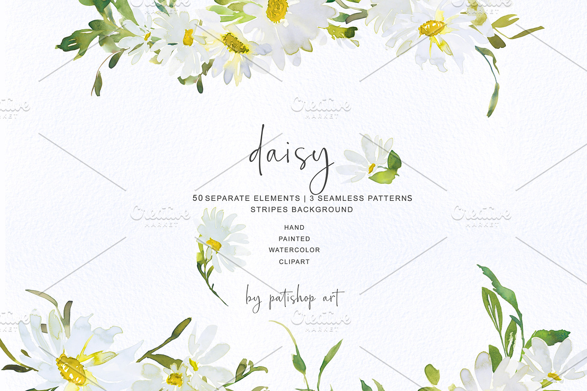 Watercolor Daisy Clip Art, a Decorative Illustration by Patishop Art