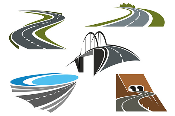 Road bridge and winding highways, a Graphic by Vector Tradition ...
