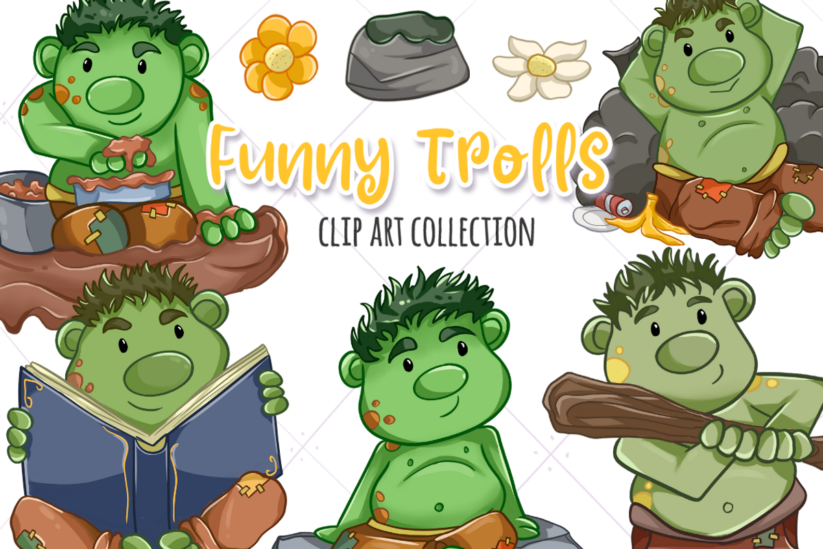 Funny Trolls Clip Art Collection, an Illustration by Keepin' It Kawaii