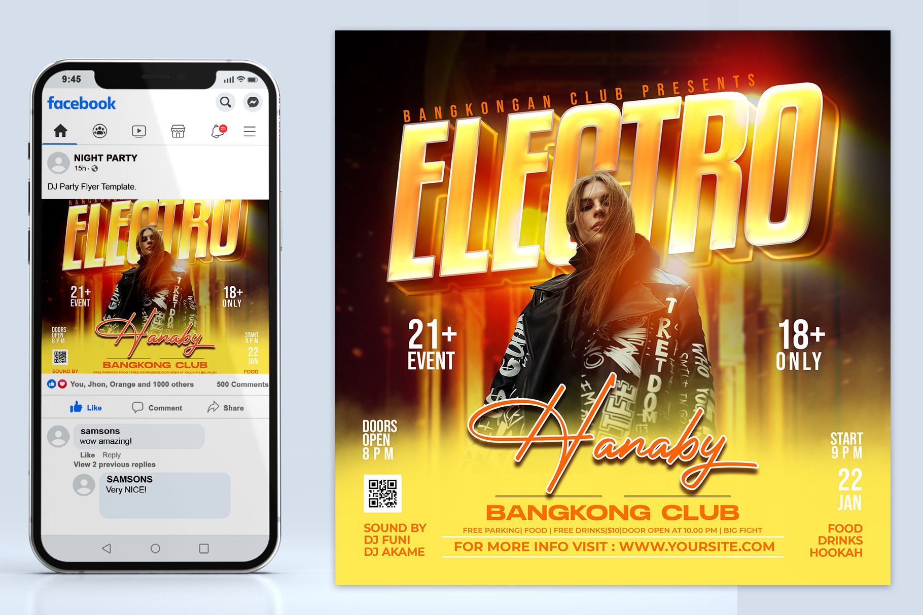 Night Party Flyer Template, a Flyer Template by AbcStudio