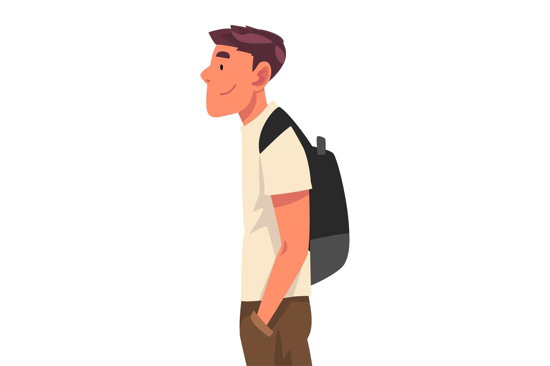 Tourist Man with Backpack, Side, a Person Illustration by TopVectors