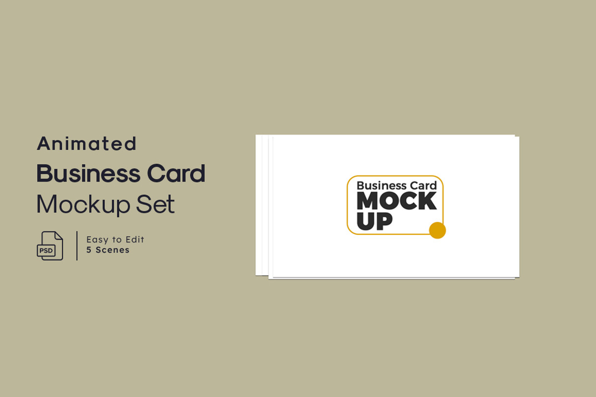 Animated Business Card Mockup - 5 PSD