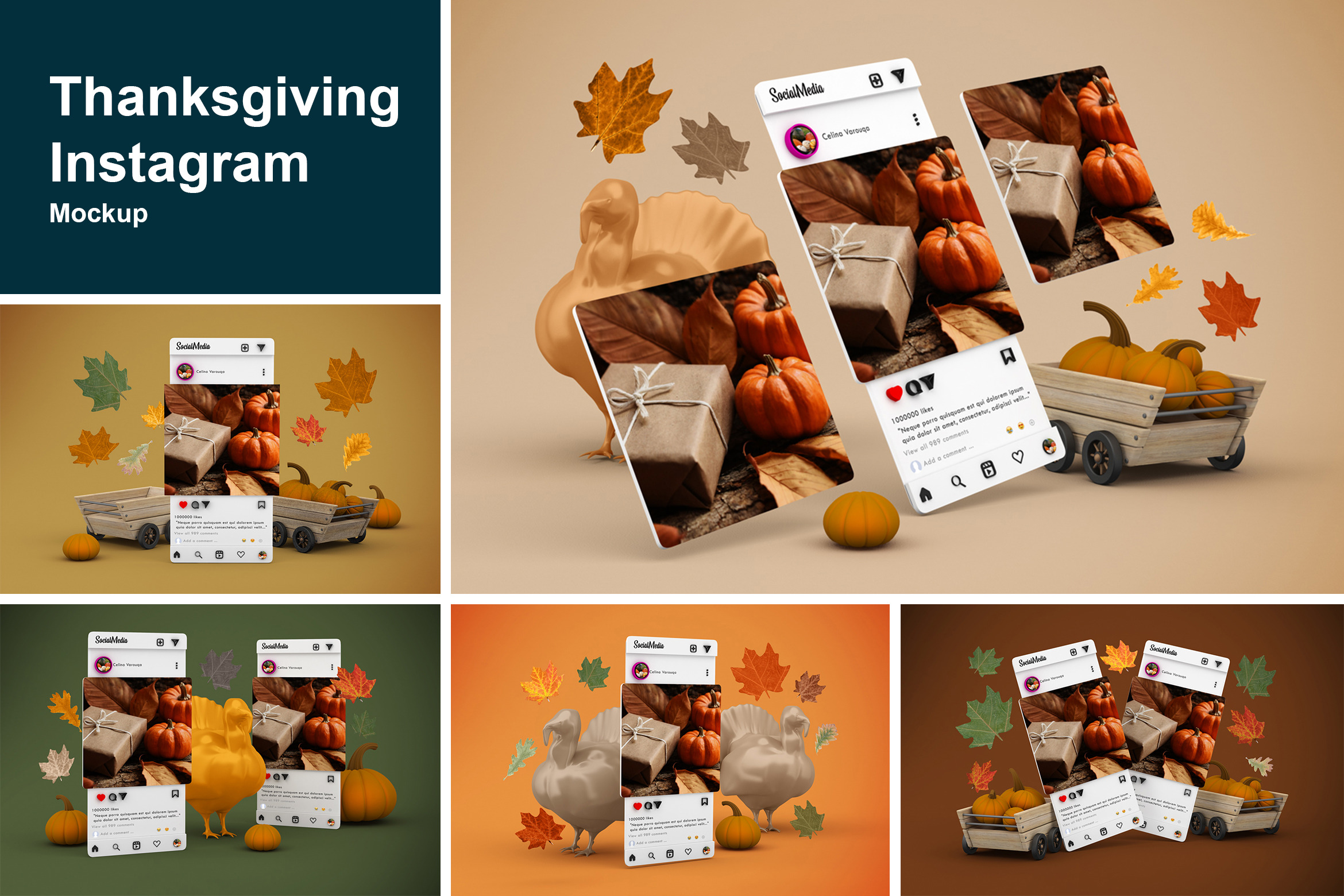 Thanksgiving Instagram Mockup, a Device Mockup by Qaleb Studio