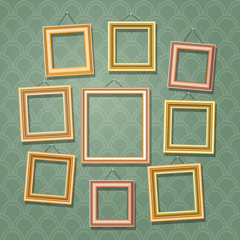 Empty cartoon photo frames, an Object Illustration by Microvector