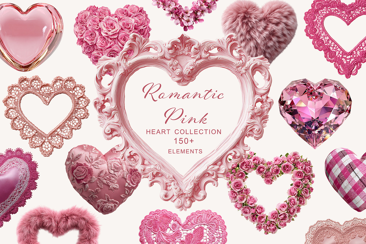 Pink Heart Frames & Elements