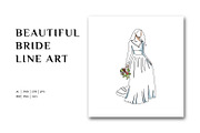 Line Art Bride Illustration