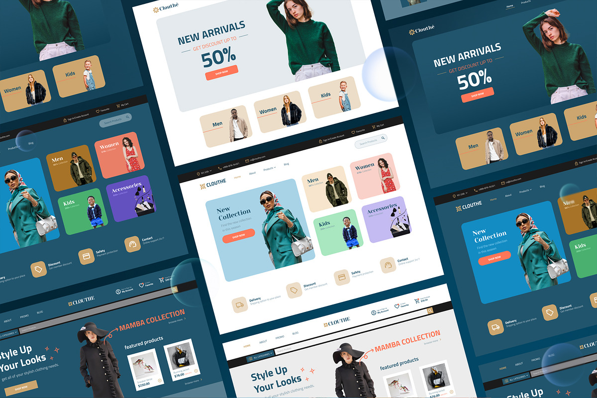E-Commerce Website Header Template, a Landing Page Template by SLAB! Design