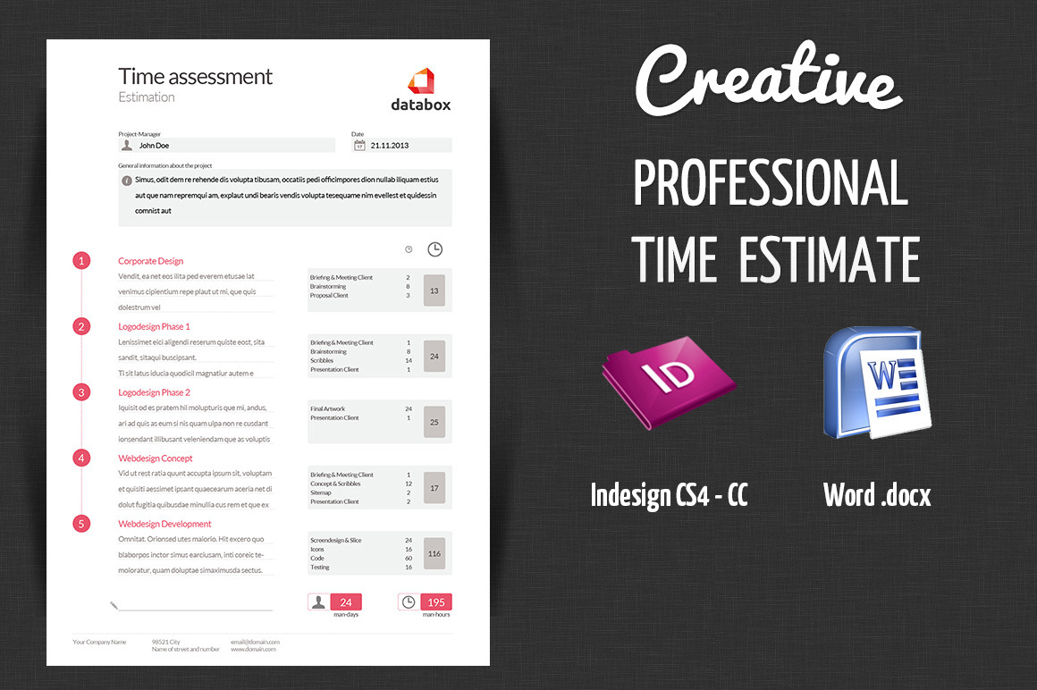Professional Time Estimate, a Stationery Template by GoodDesignCreation