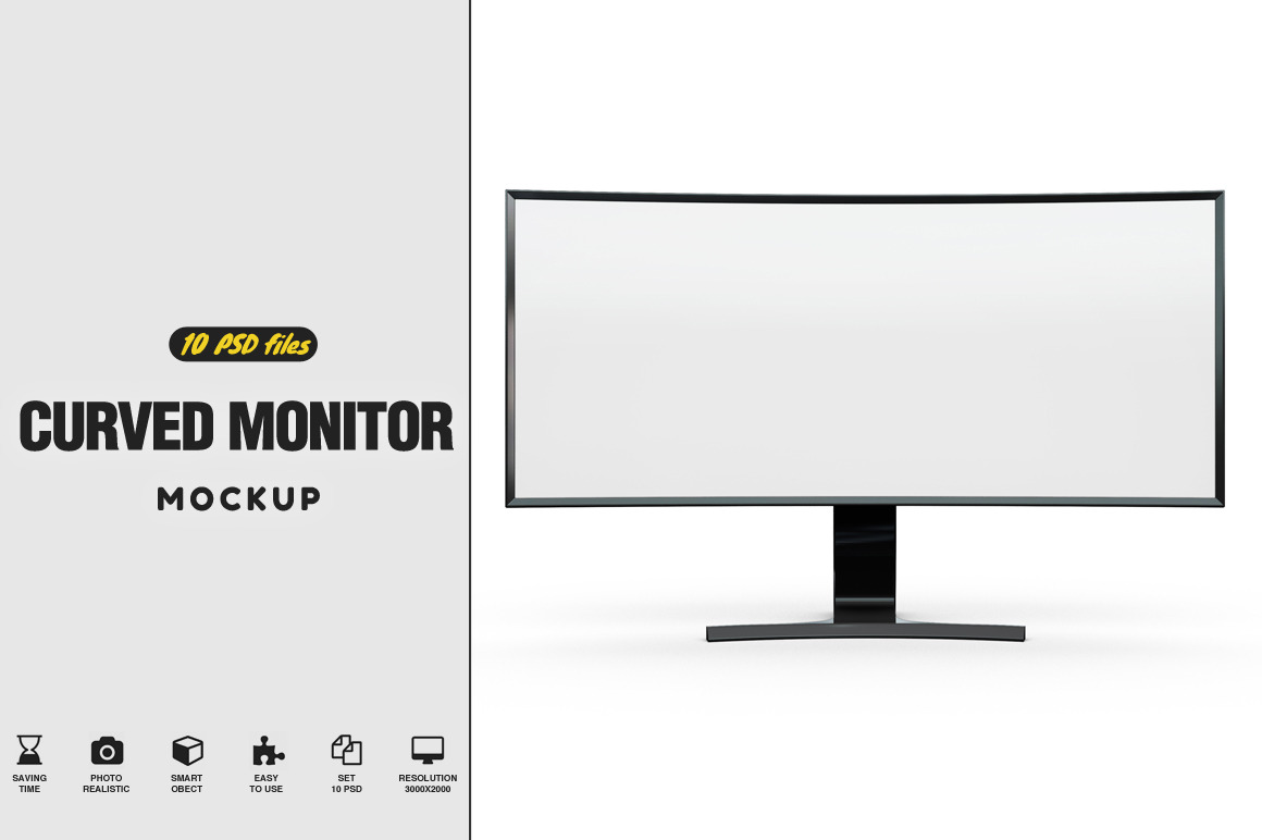 Curved Monitor Mockup, a Mockup by PixelMockup | Creative Market