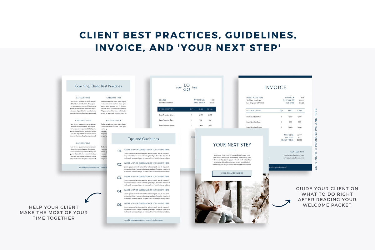 Coaching Client Template Bundle, a Magazine Template by ProductiveandFree