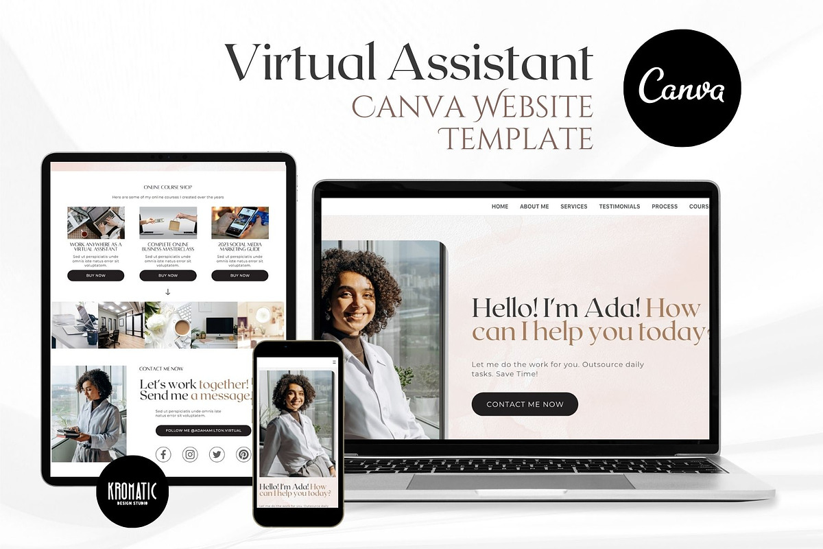 Virtual Assistant Canva Website Template