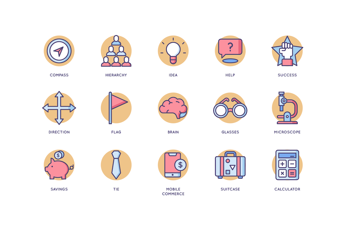 89 Startup Icons - Rounded, an Outline Icon by Flat Icons | Creative Market