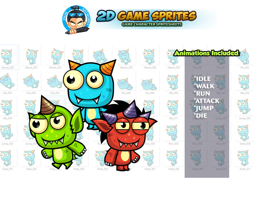 Monster 2D Game Sprites, an Illustration by DionArtworks