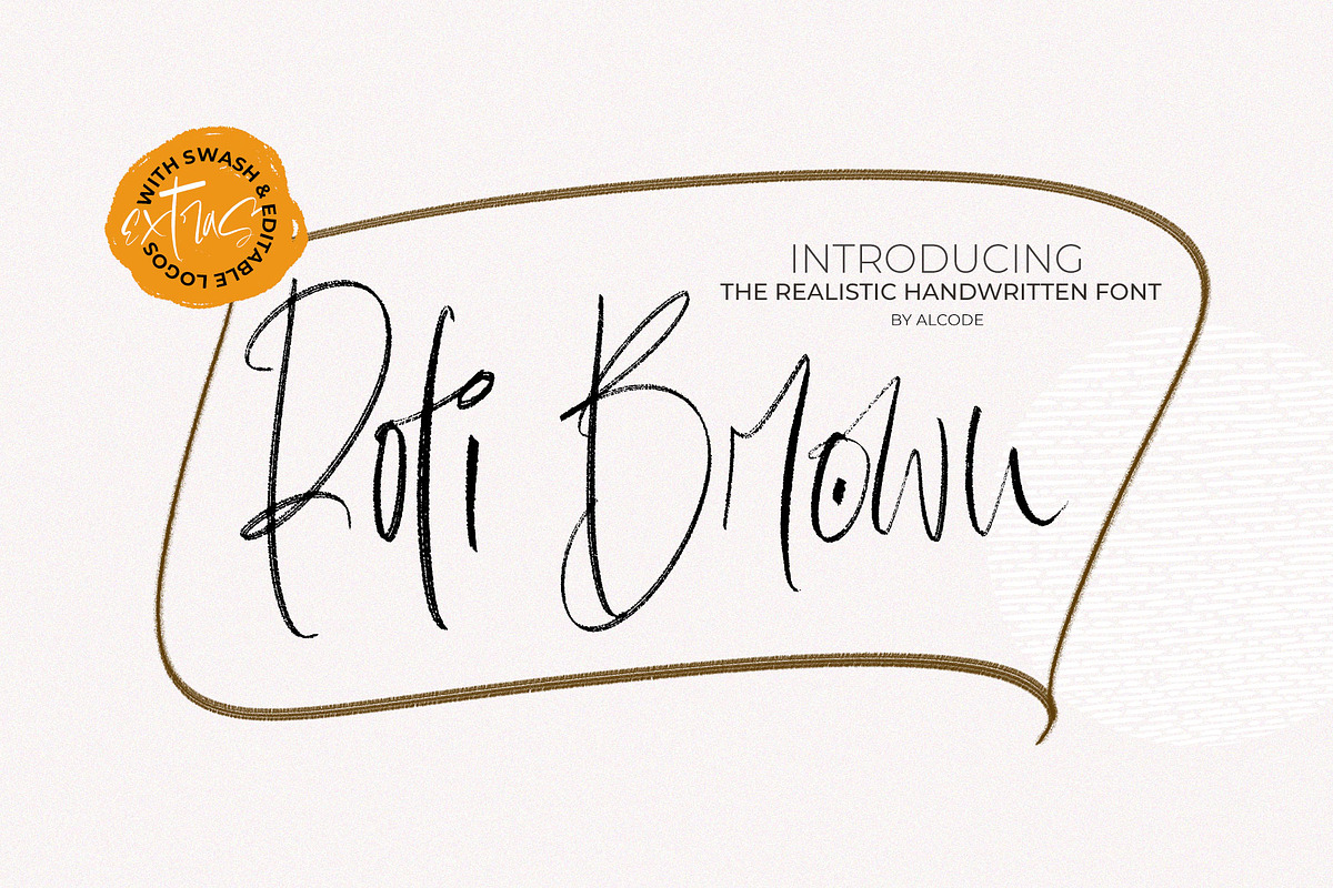 Roti Brown With 6 Editable logo, a Script Font by Alcode